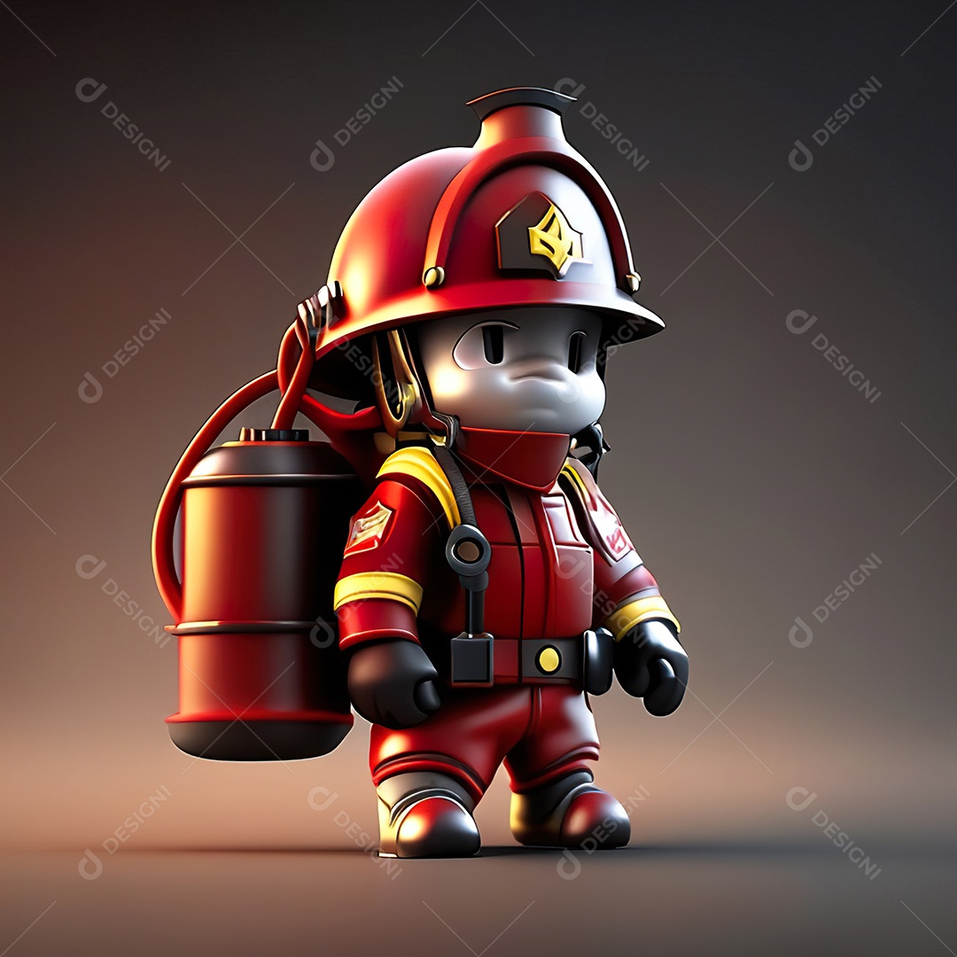 Mascote bombeiro 3D sobre fundo isolado [download] - Designi