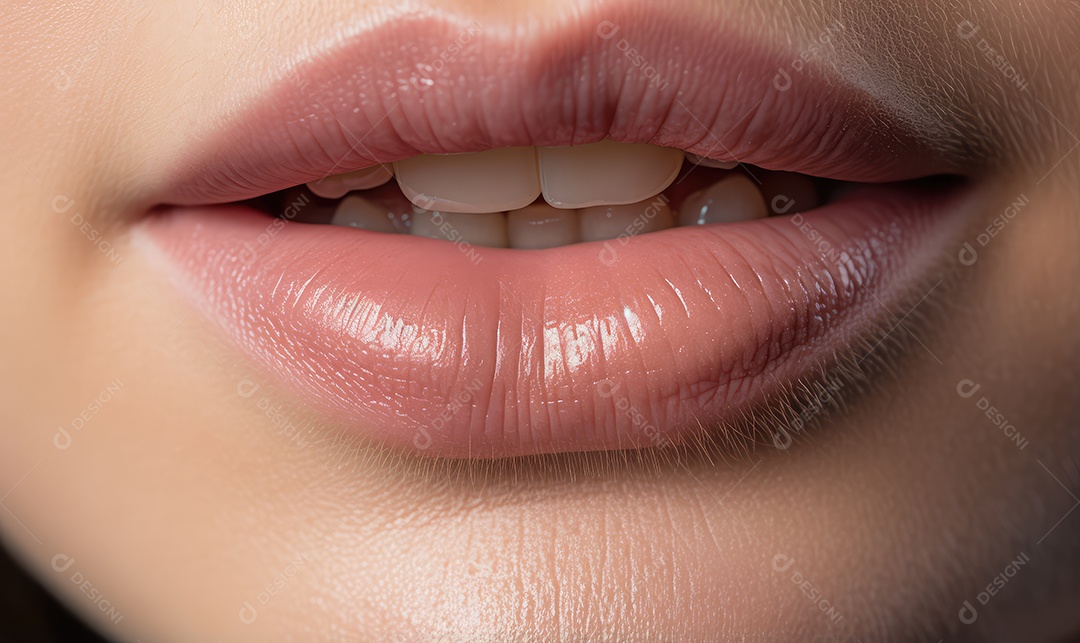 Linda boca feminina em close com batom vermelho, maquiagem profissional [download] - Designi