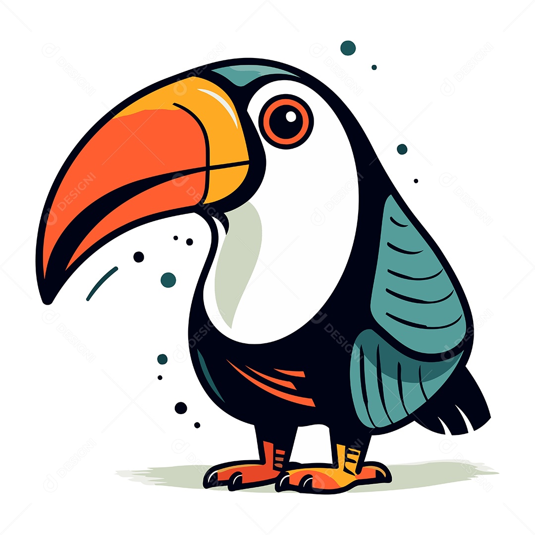 Tucano Fofo de Desenho Animado Ilustração Vetor EPS [download] - Designi