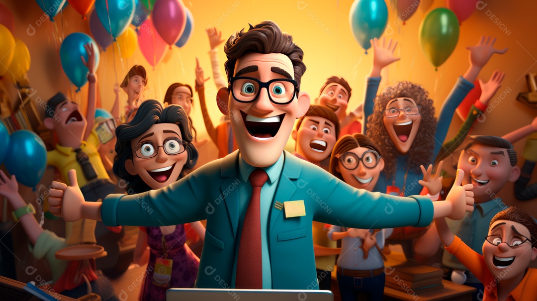 Employee Appreciation Day cartoon, 3D render style 1th march Generative ...
