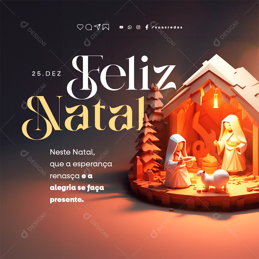 Feliz Natal 25 de Dezembro Social Media PSD Editável [download] - Designi