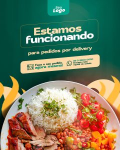 Estamos Funcionando para Pedidos por Delivery Social Media PSD Editável ...