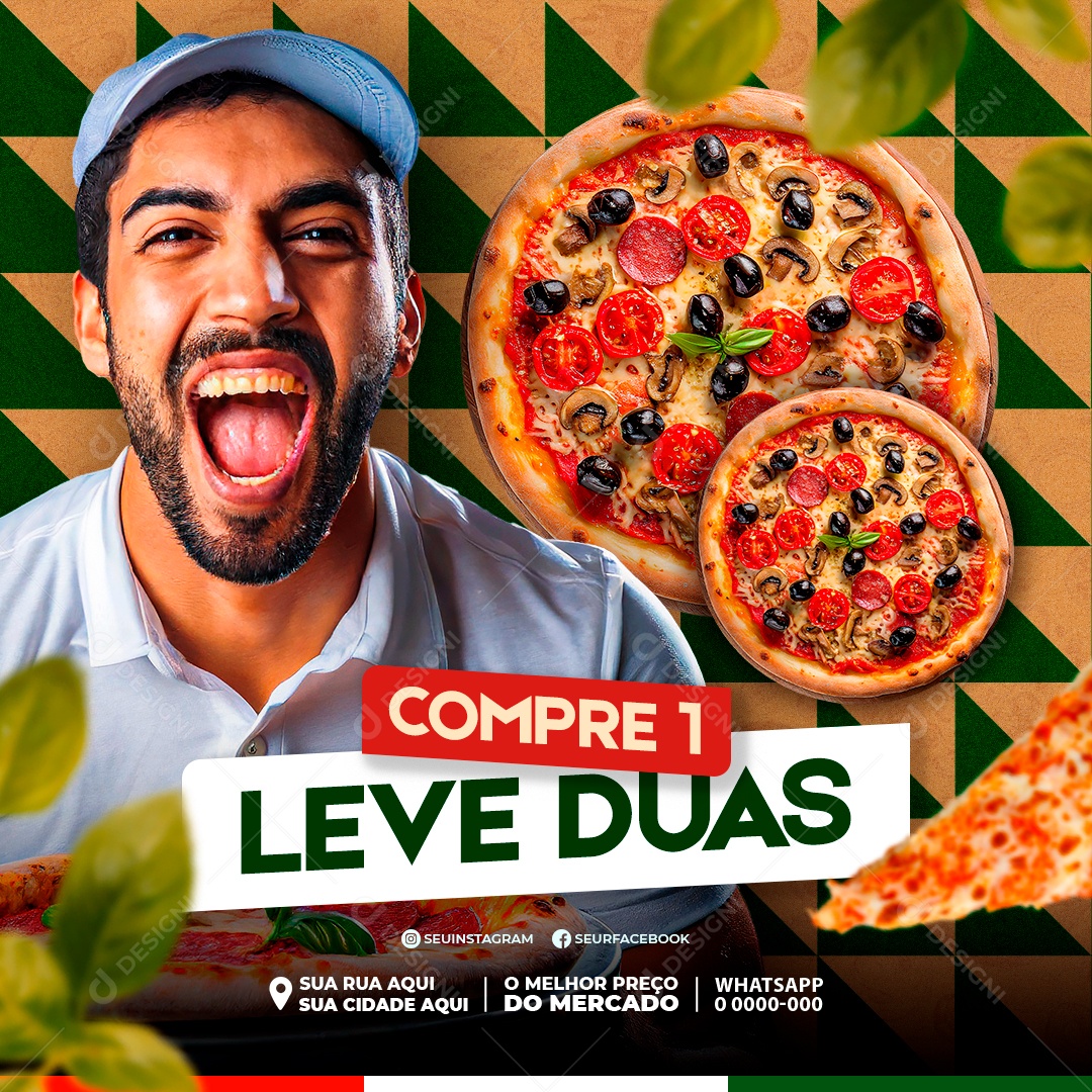 Pizzaria Compre 1 Leve Duas Social Media PSD Editável [download] - Designi