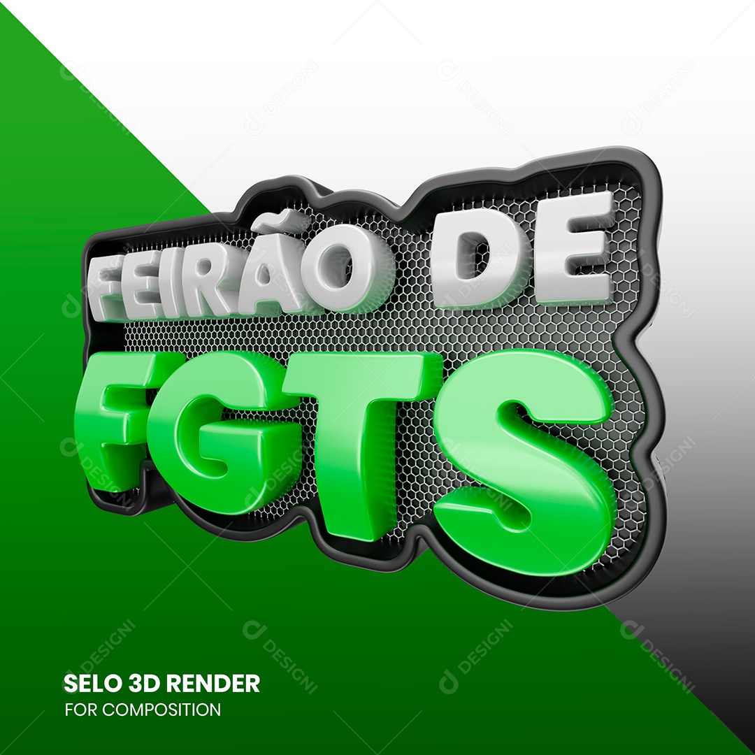 Feirão do FGTS Selo 3D Branco e Verde para Composição PSD [download ...