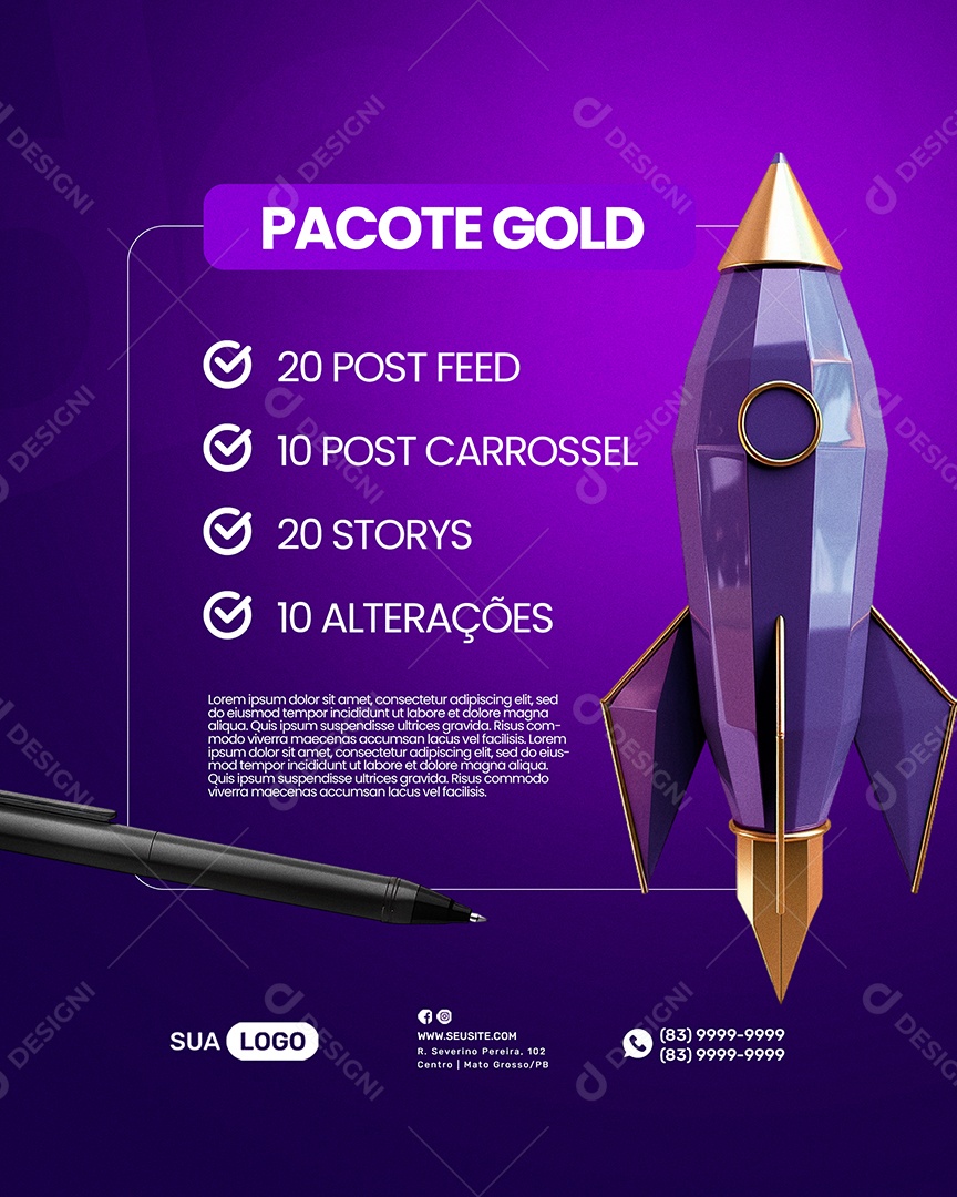Designer Pacotes Gold Social Media PSD Editável [download] - Designi