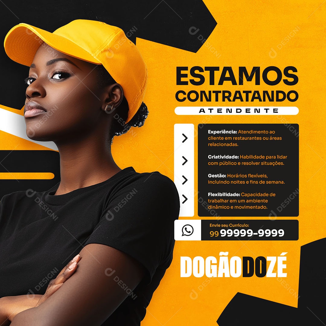 Vagas de Empregos Estamos Contratando Atendente Social Media PSD Editável [download] - Designi