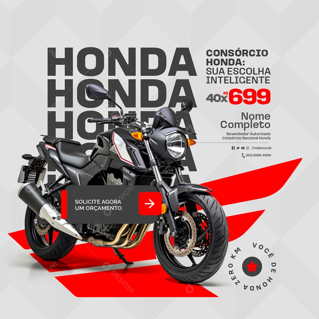 Consórcio Honda Sua Escolha Inteligente Social Media PSD Editável ...