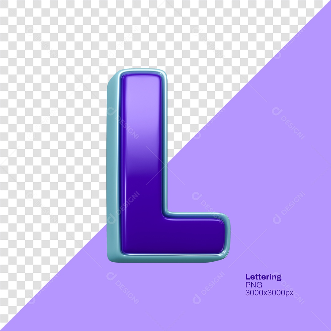 Letra 3D L Roxo com Azul Elemento Para Composição PSD [download] - Designi