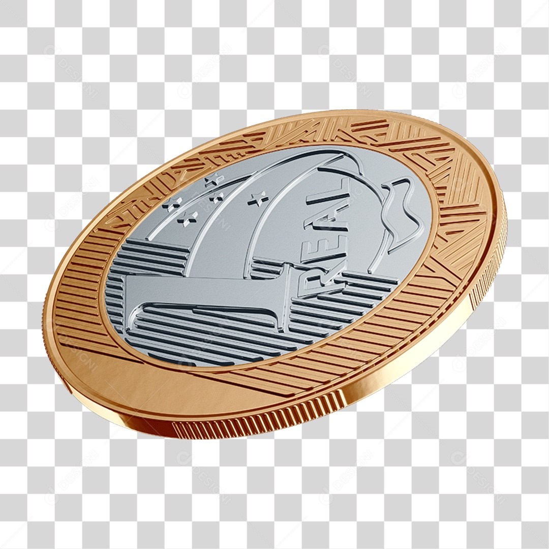 Moeda de 1 Real 3D Flutuando PNG Transparente [download] - Designi