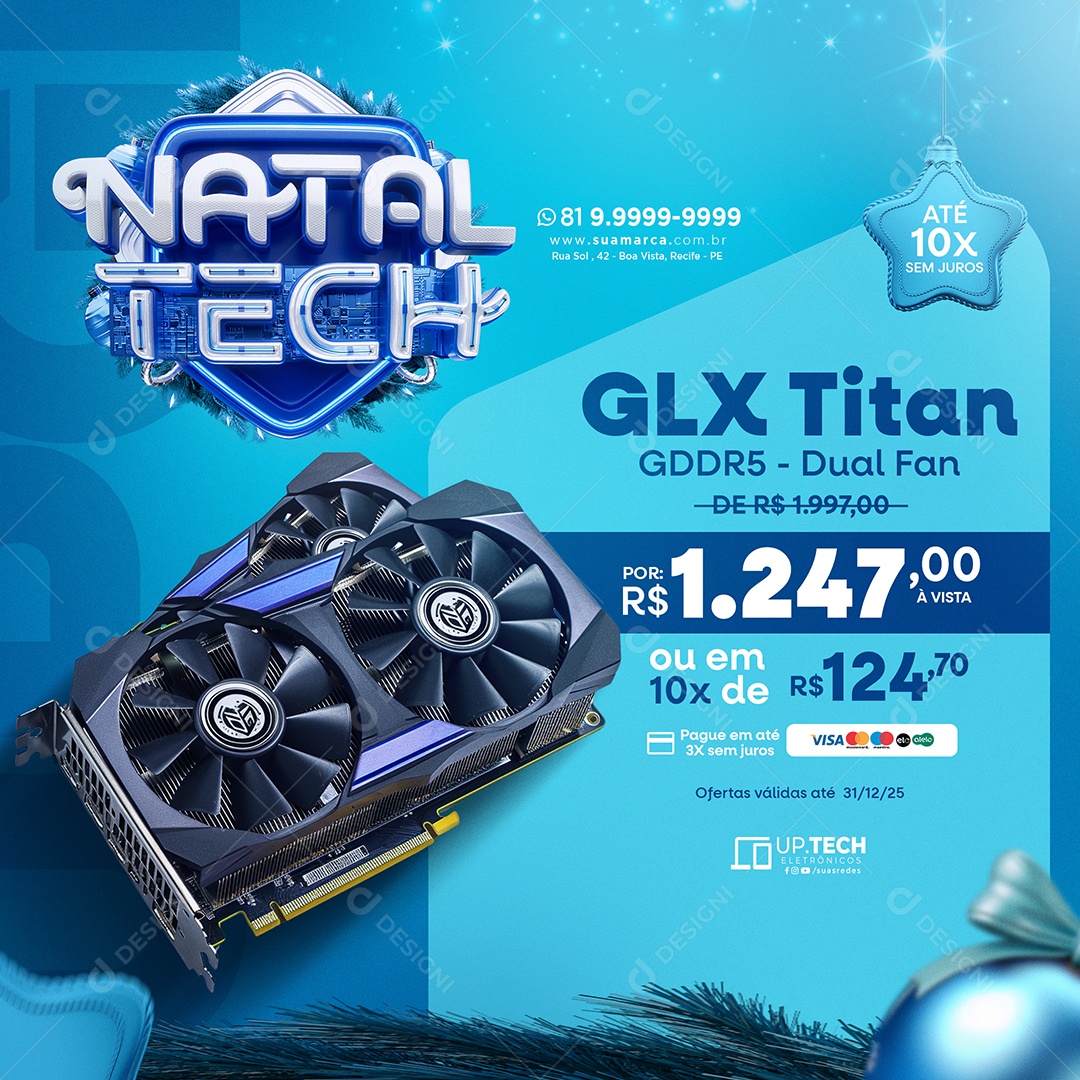 Natal Tech Loja de Eletrônicos GLX Titan Social Media PSD Editável [download] - Designi