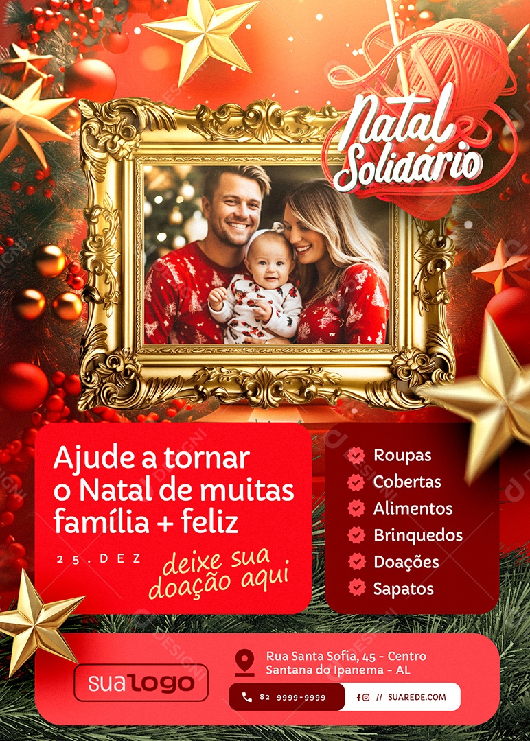 Flyer Natalino Natal Solidário Deixe sua Doação Aqui Social Media PSD ...