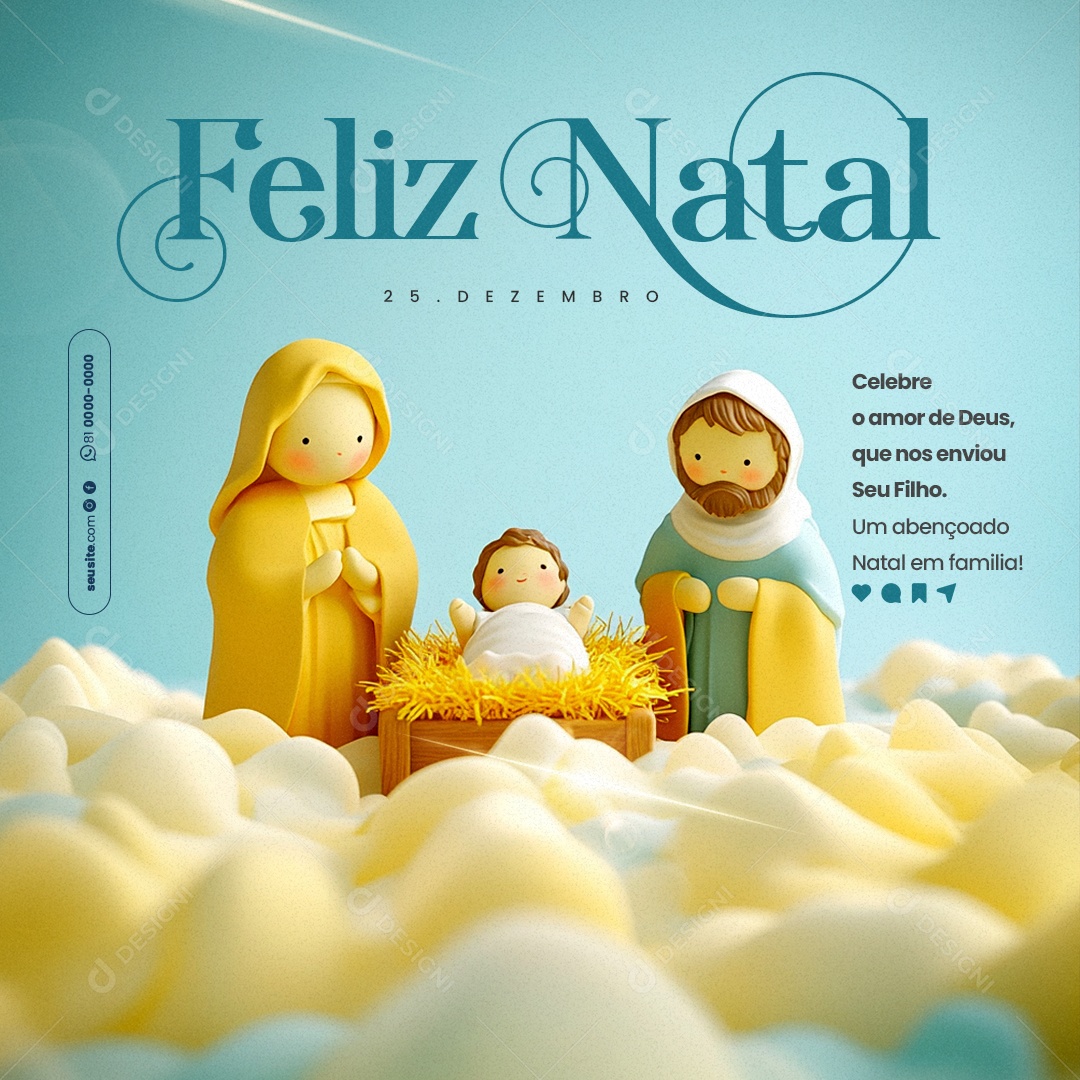 Feliz Natal 25 de Dezembro Nascimento de Jesus Social Media PSD ...