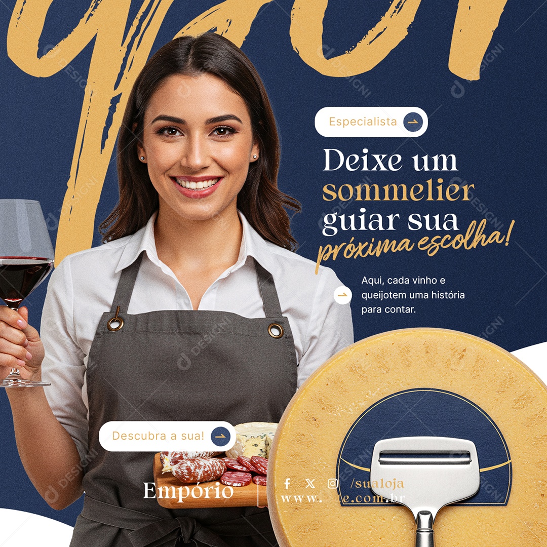 Empório Deixe um Sommelier Guiar sua Próxima Escolha Social Media PSD ...