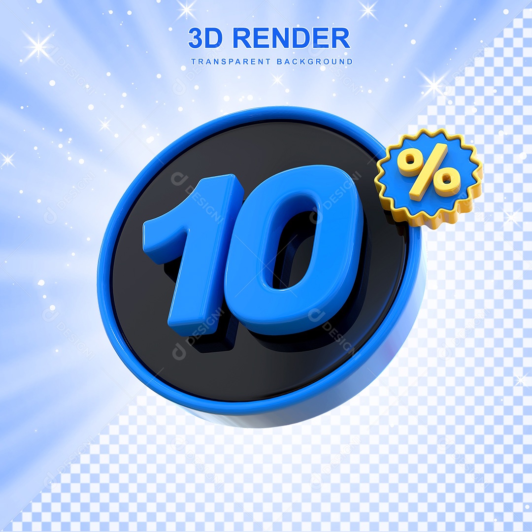 Número 3D 10% Elemento Para Composição PSD [download] - Designi