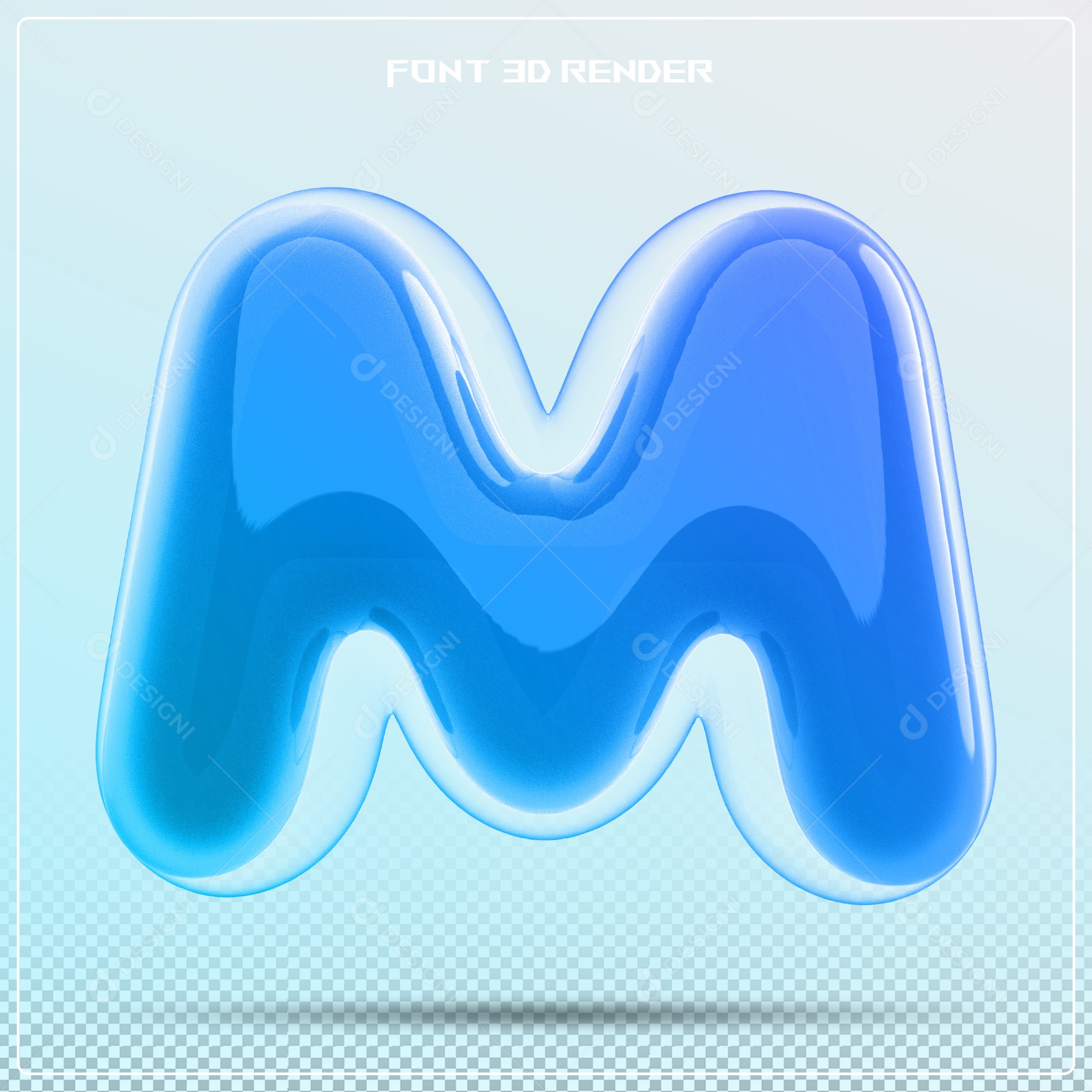 Letra Azul M Maiúscula Elemento 3D Para Composição PSD [download] - Designi