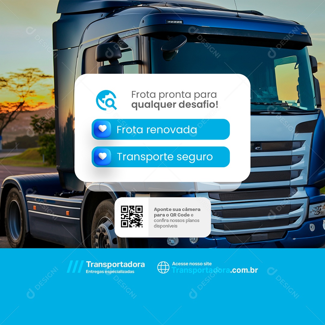 Transportadora Frota Pronta para Qualquer Desafio Social Media PSD Editável [download] - Designi