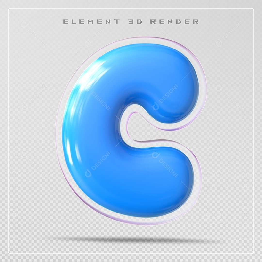 Elemento 3D Letra C Azul Para Composição PSD [download] - Designi