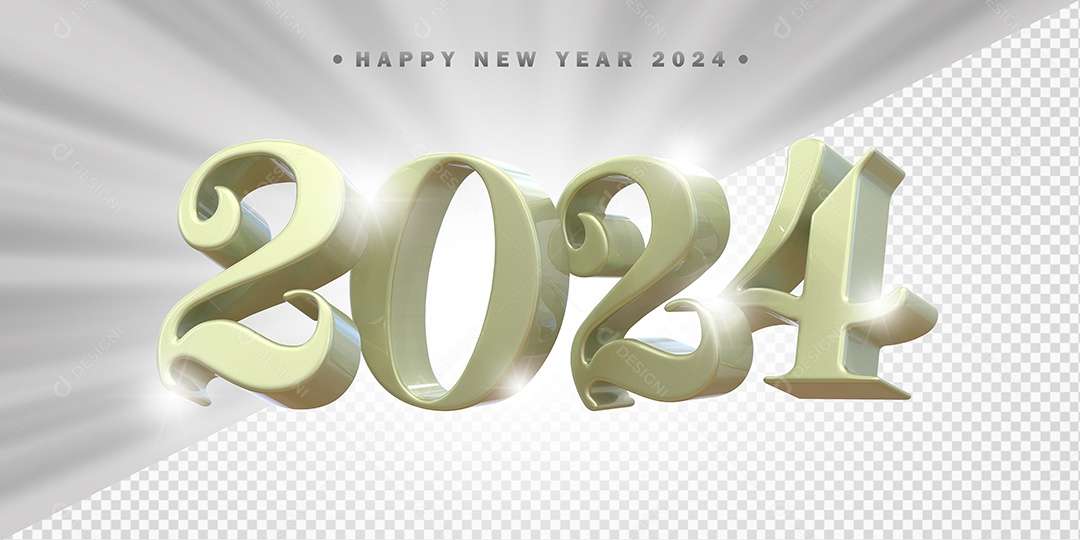 Elemento 3D 2024 Branco Para Composição PSD [download] - Designi