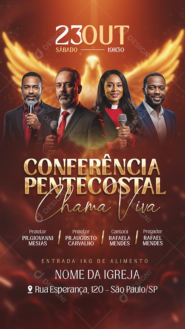 Flyer Gospel Conferência Pentecostal Chama Viva Story Social Media PSD ...